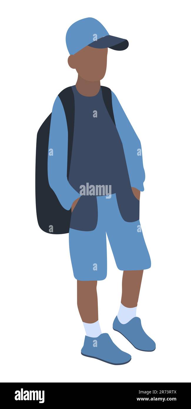 Teenager portrait full height Boy faceless illustration Design element ...