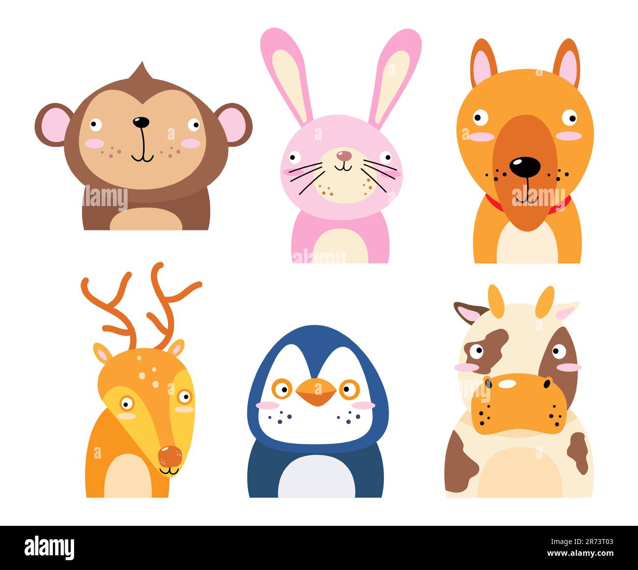 Set of wildlife animals . Dumb face . Vector illustration Stock Vector ...