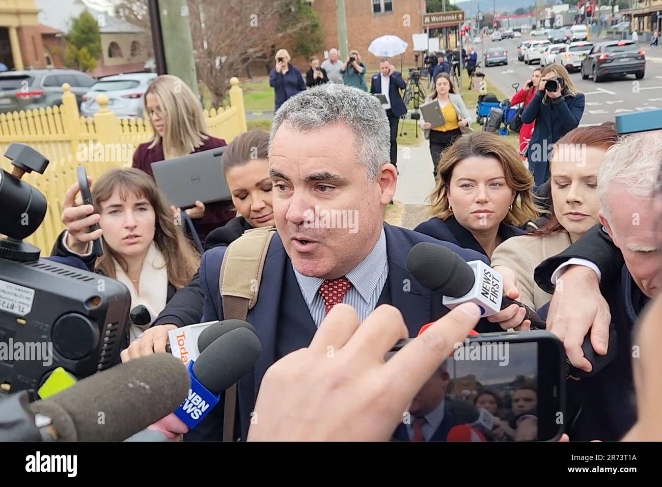 Cessnock, Australia. 13th June, 2023. Bus driver Brett Button's Lawyer ...