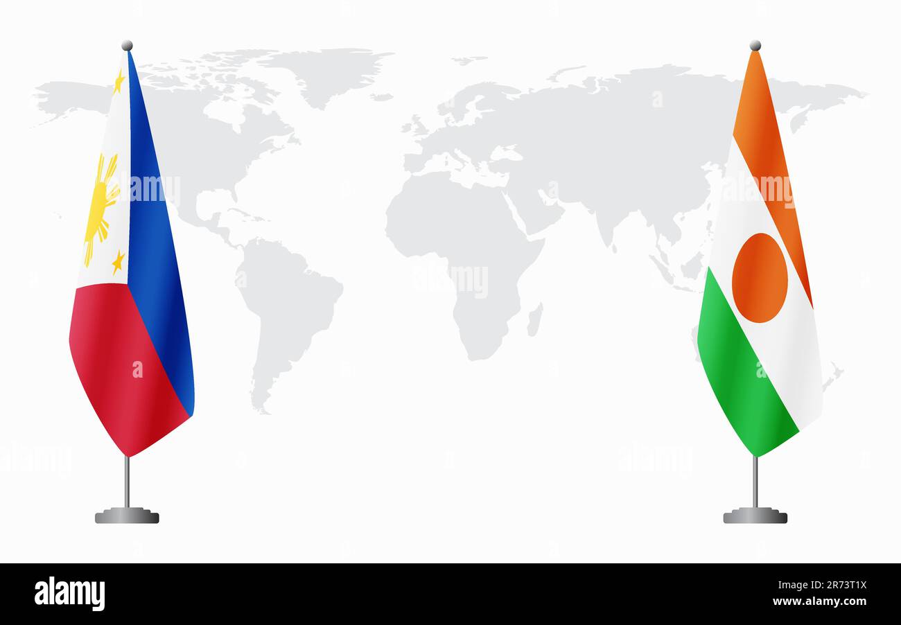 Philippines and Niger flags for official meeting against background of ...