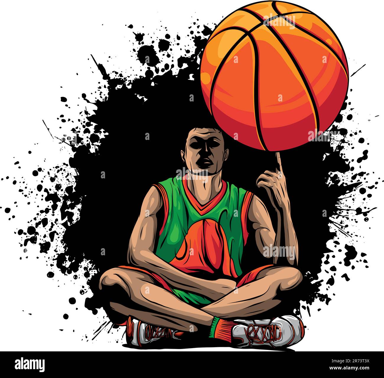 vector basketball player, ball on white background Stock Vector Image ...