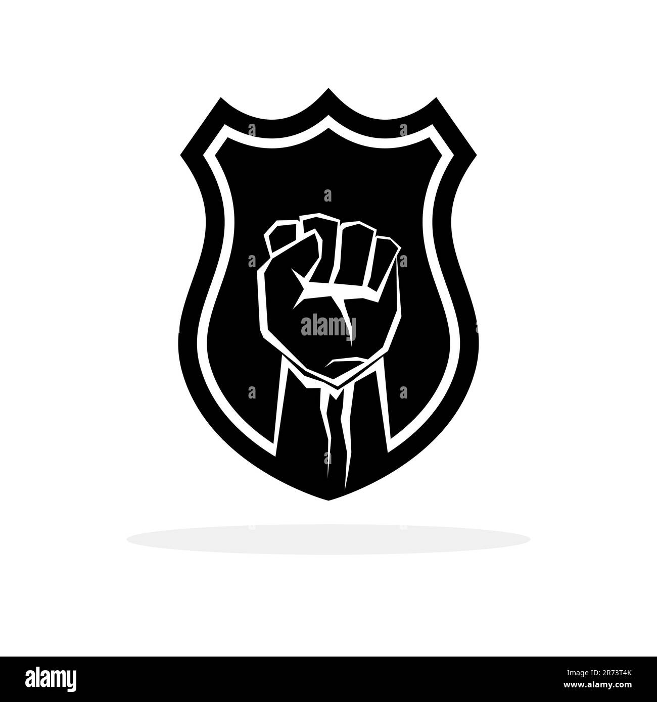 Raised fist symbol. Clenched fist symbol on a shield. Security or ...