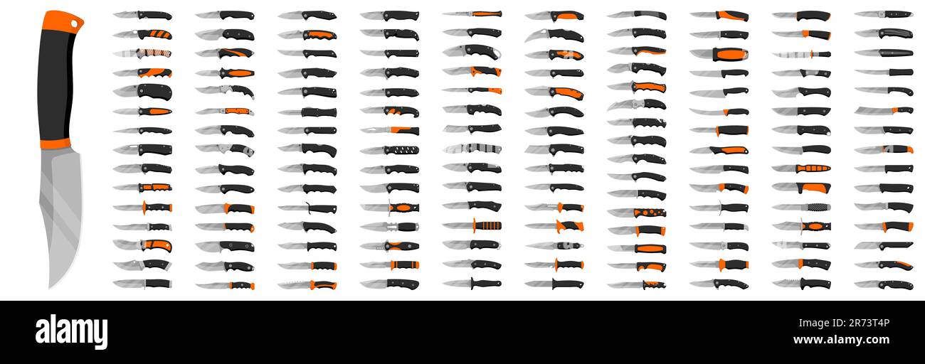 Knife types. Big set of various knife on a white background. Vector ...