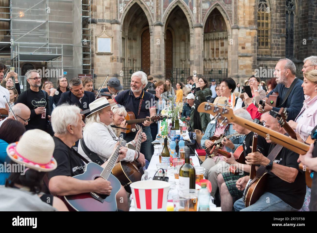 Prague, Czech Republic. 12th June, 2023. Revelers play music ...