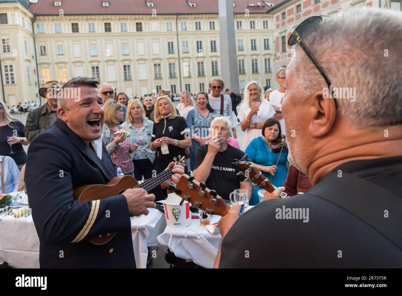 Prague, Czech Republic. 12th June, 2023. Revelers play music ...