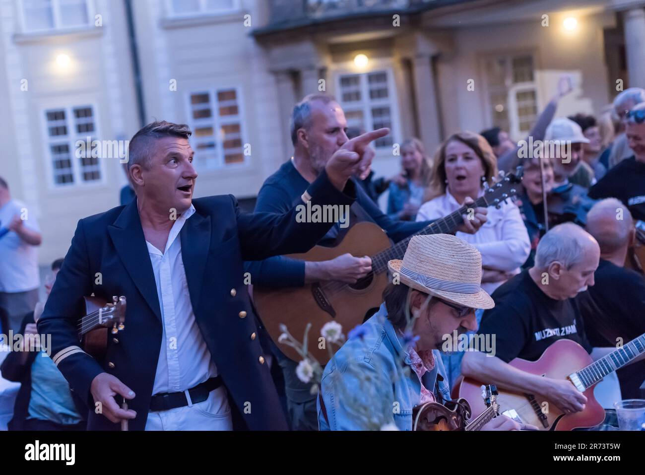 Prague, Czech Republic. 12th June, 2023. Revelers play music ...