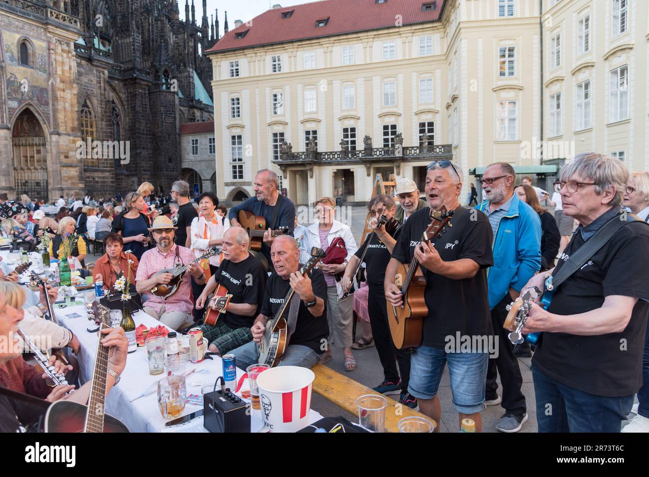 Prague, Czech Republic. 12th June, 2023. Revelers play music ...