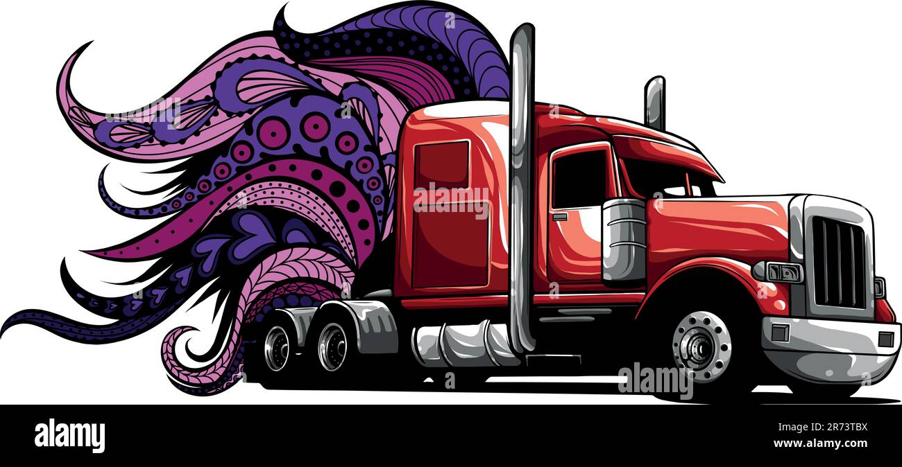 draw semi truck vehicle vector illustration design Stock Vector Image ...