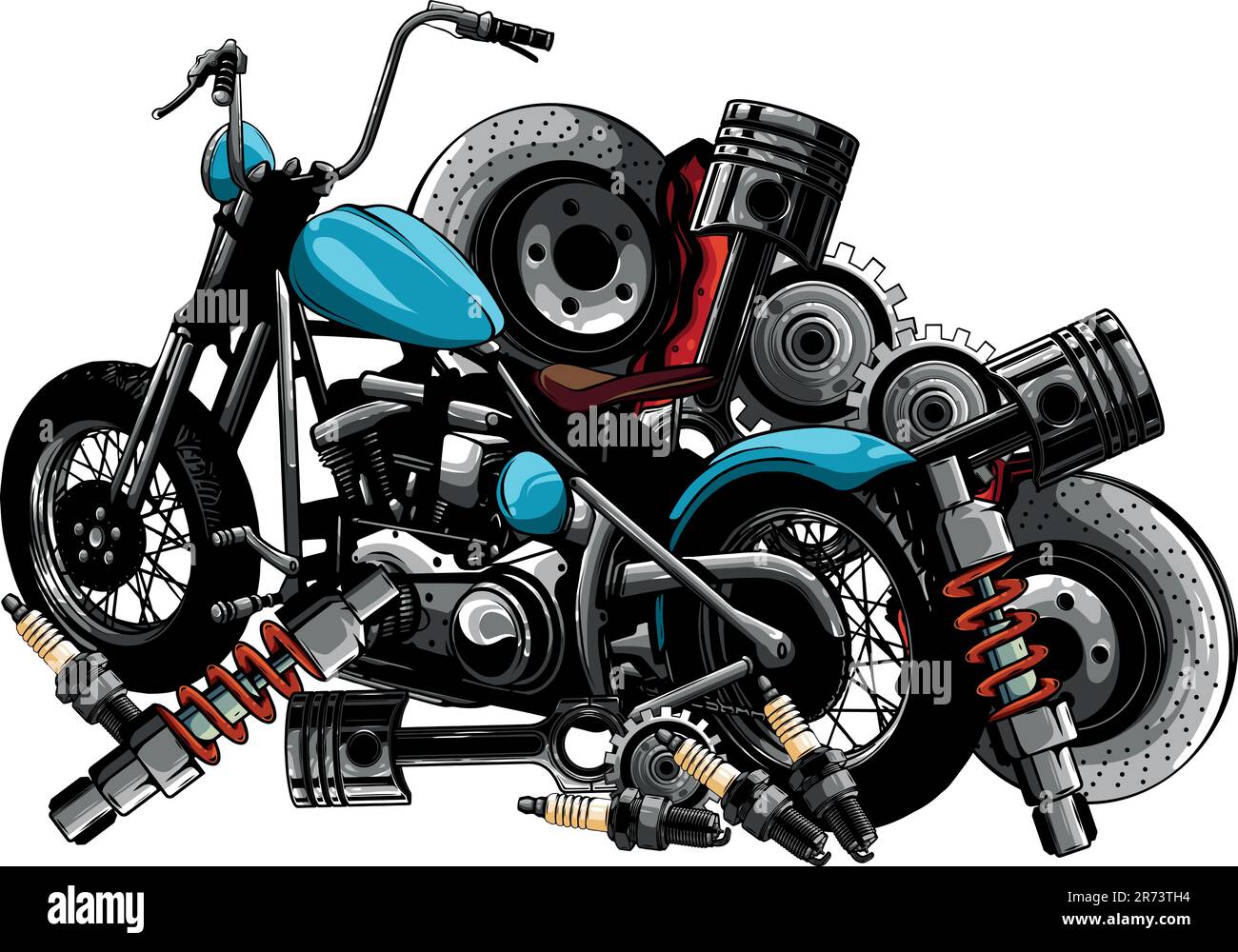 illustration of custom motorcycle chopper vector design Stock Vector ...