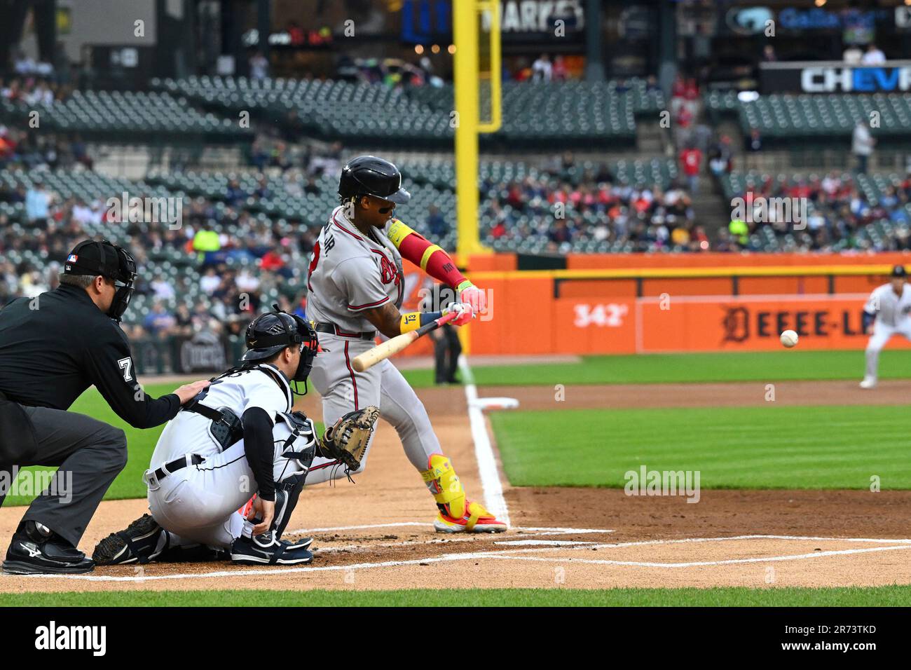 DETROIT, MI - JUNE 12: Atlanta Braves right fielder Ronald Acuna Jr ...