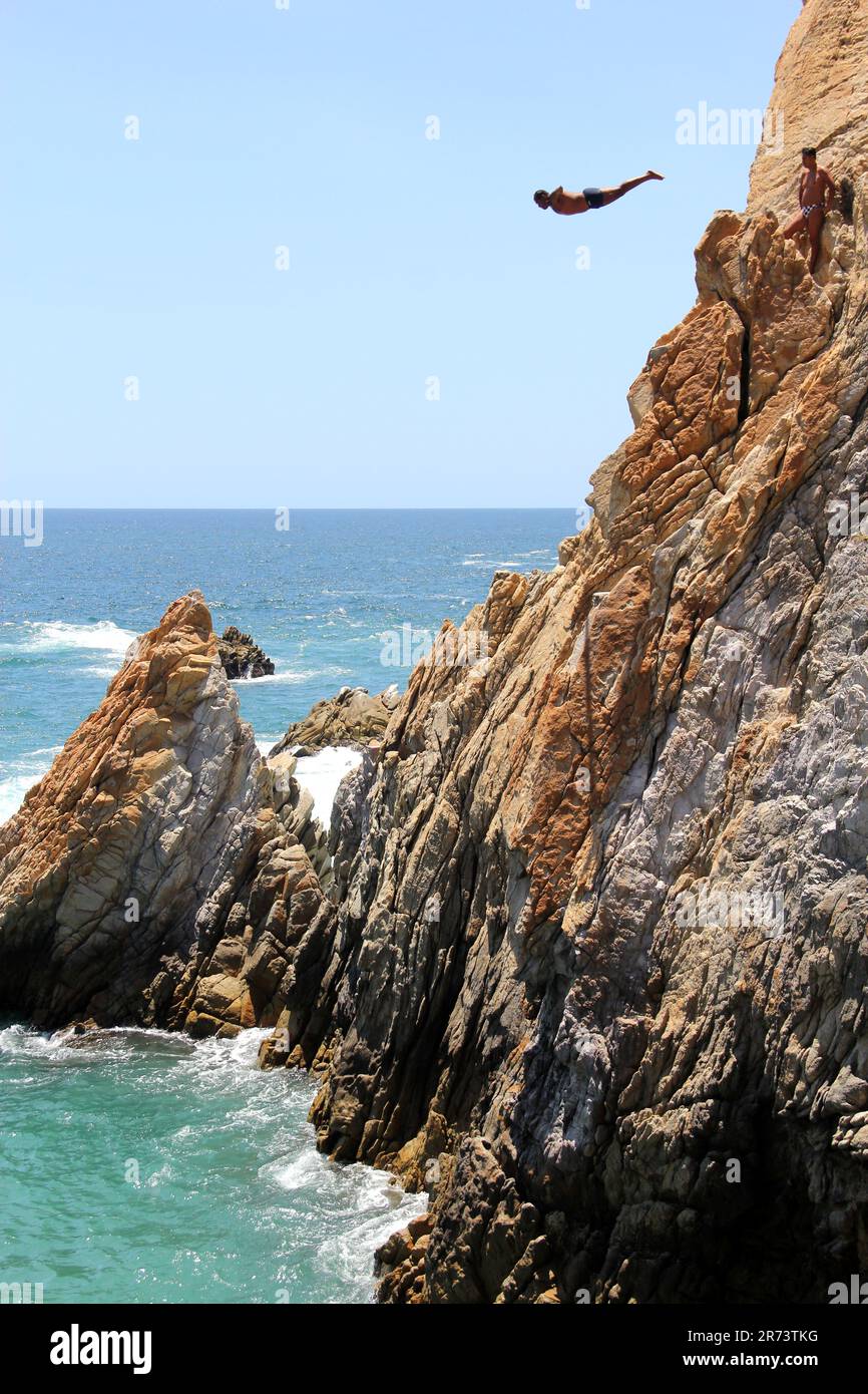Acapulco, Guerrero, Mexico - Apr 28 2023: Divers of La Quebrada jump ...
