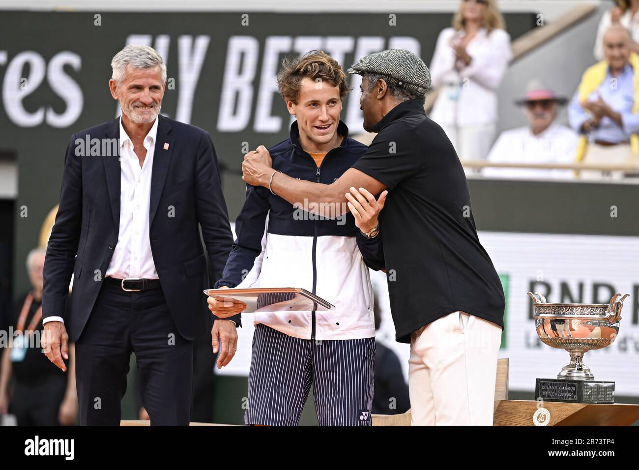 Yannick Noah and Casper Ruud during the French Open final, Grand Slam ...