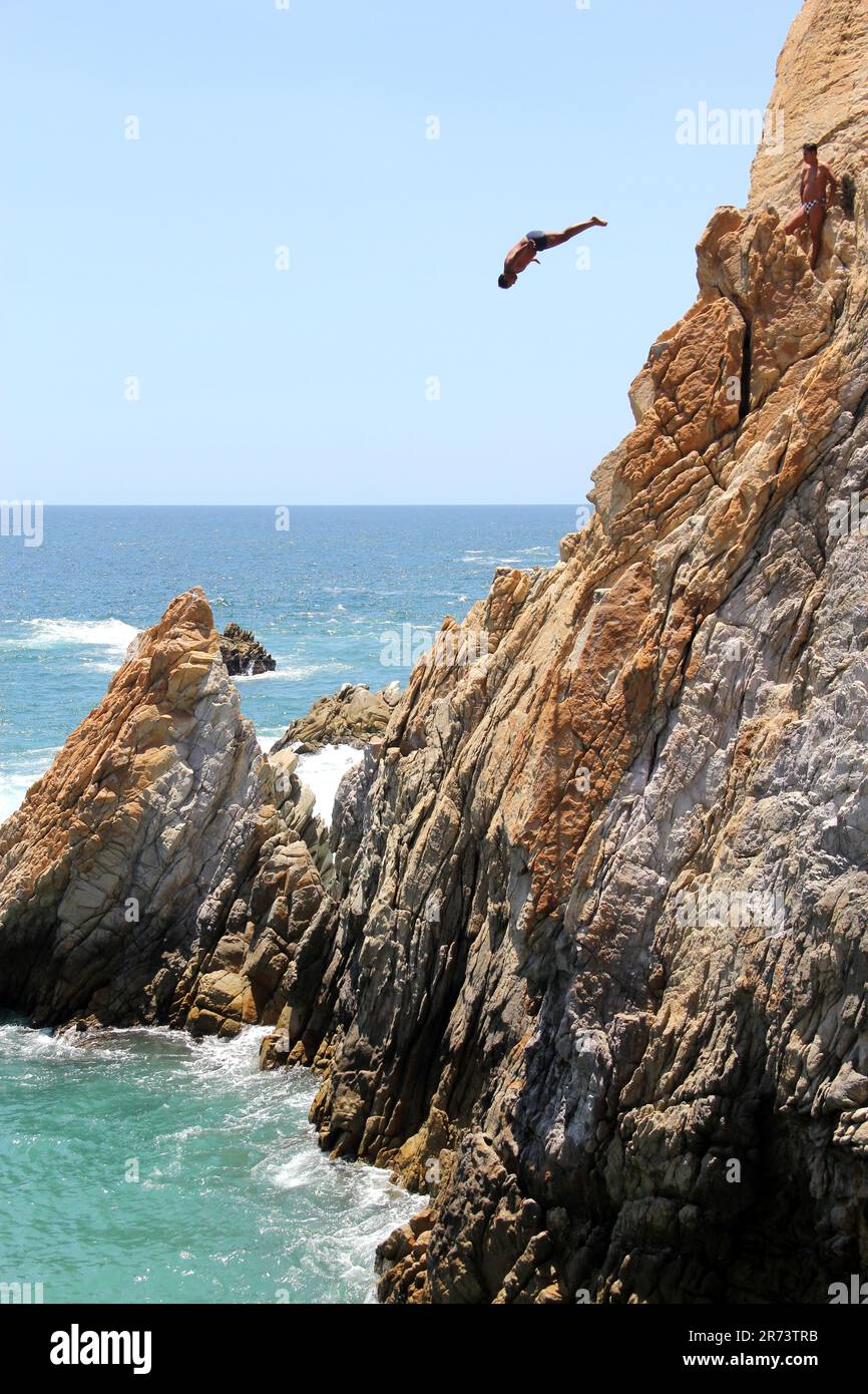 Acapulco, Guerrero, Mexico - Apr 28 2023: Divers of La Quebrada jump ...