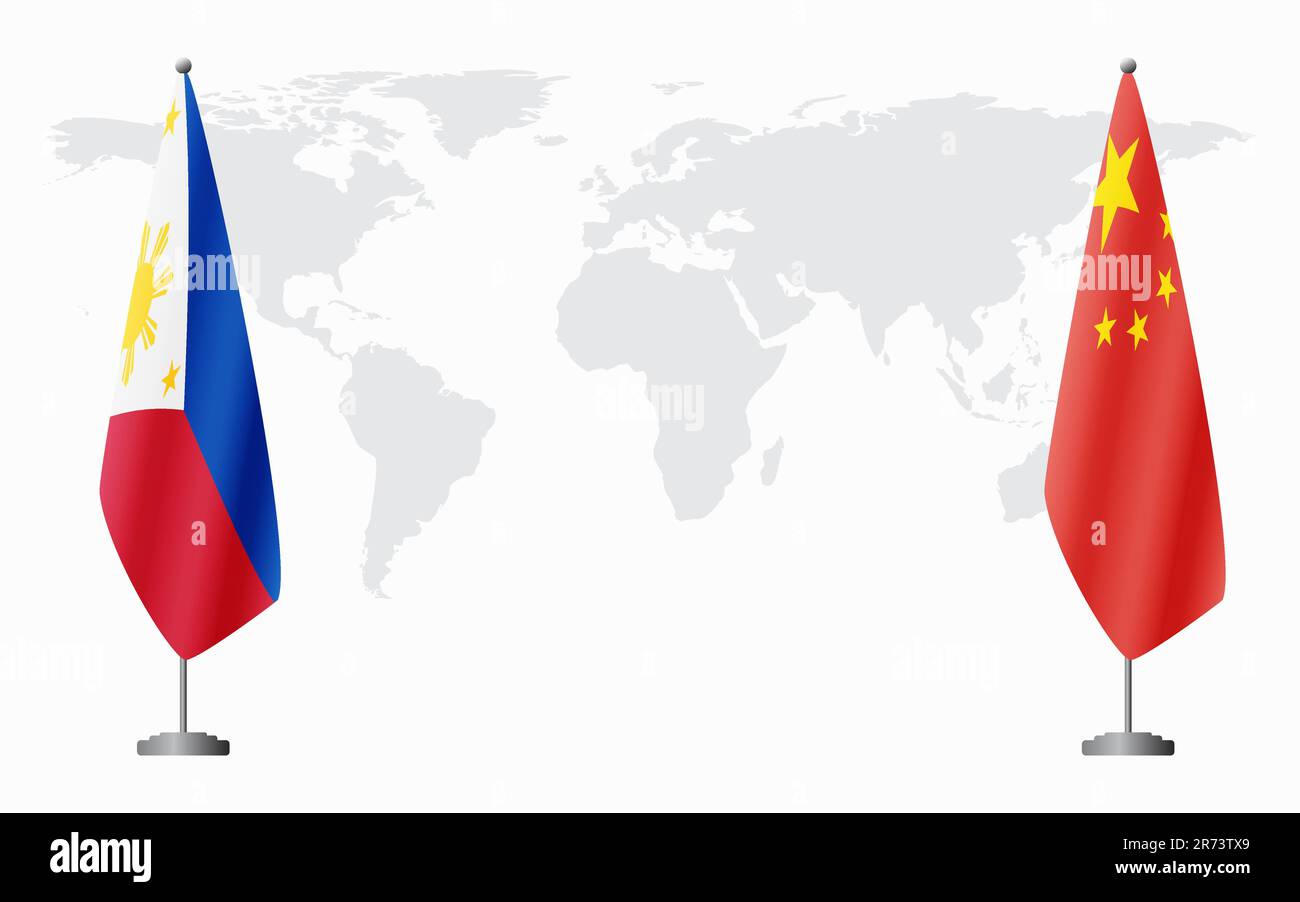 Philippines and China flags for official meeting against background of ...
