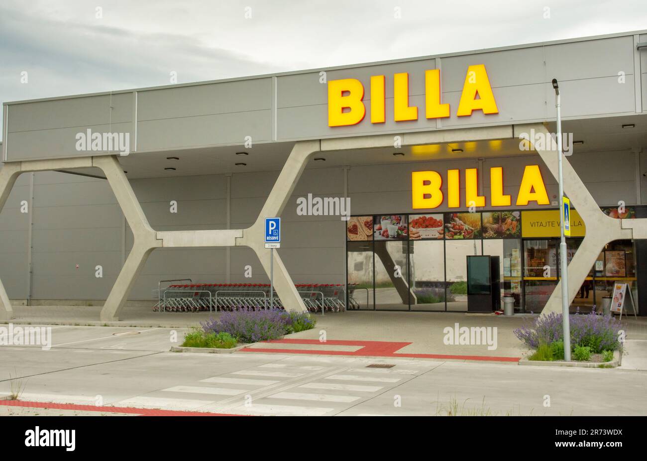 Zarnovica, Slovakia - June, 4 , 2023 : Supermarket Billa Sign. Brand logo. BILLA is an Austrian ...