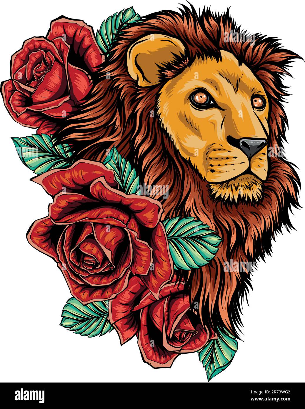 Lion head colorful hand draw vector illustration Stock Vector Image ...