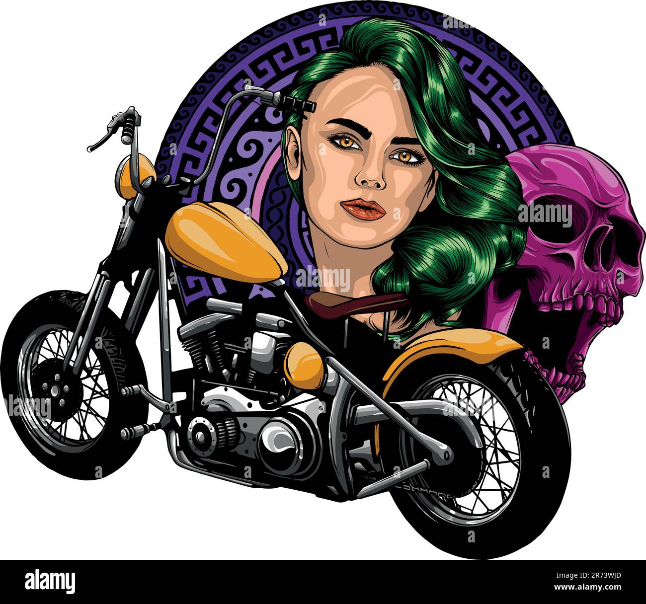illustration of custom motorcycle chopper vector design Stock Vector ...