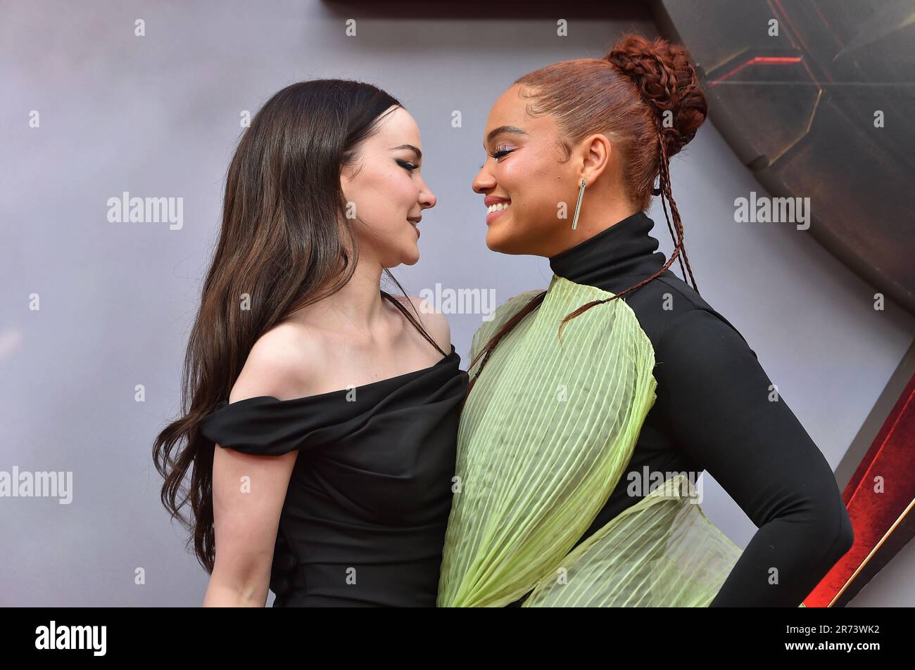 Dove Cameron, left, and Kiersey Clemons arrive at the premiere of "The ...