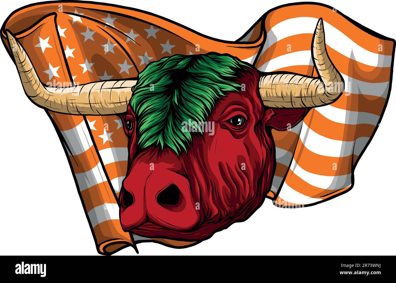 vector illustration of head bull colored design Stock Vector Image ...