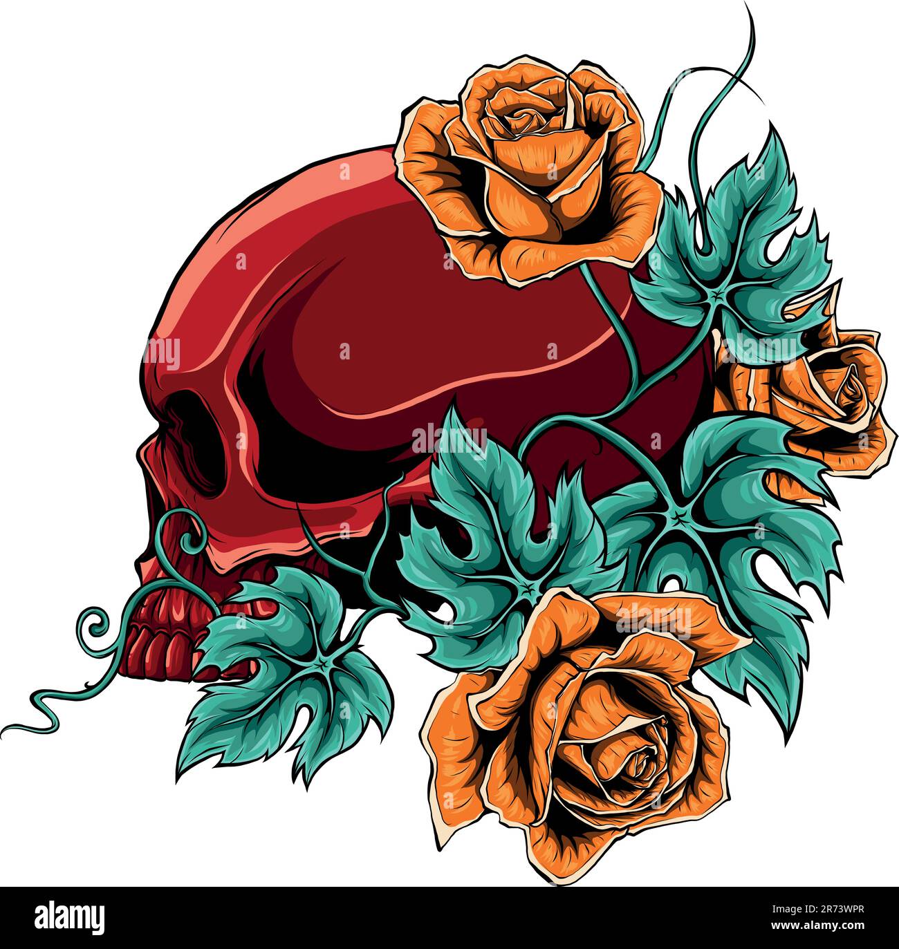 colored draw of human skull vector illustration design Stock Vector ...