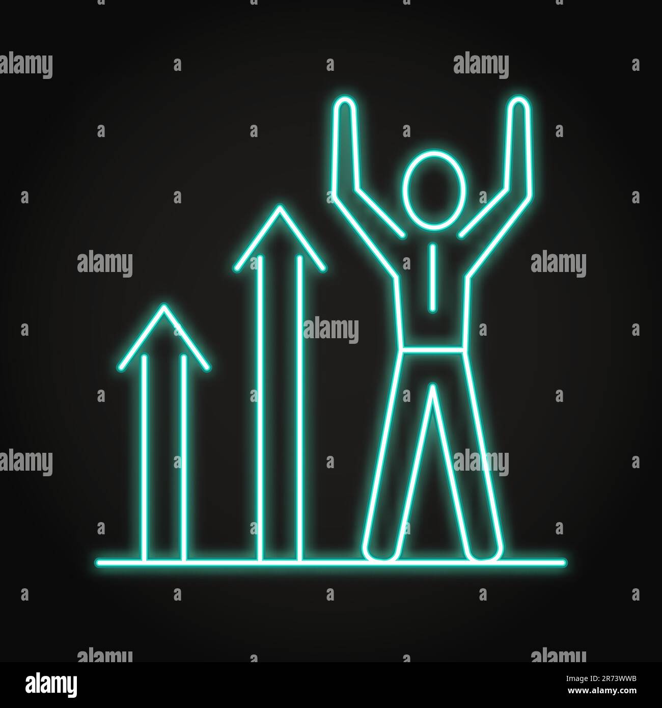 Rising ratings neon icon in line style. Growing graph symbol ...
