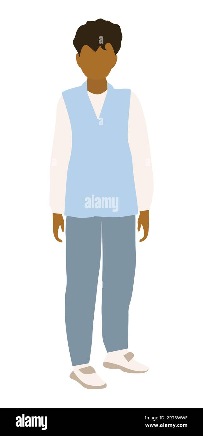 Teenager portrait full height Boy faceless illustration Design element ...