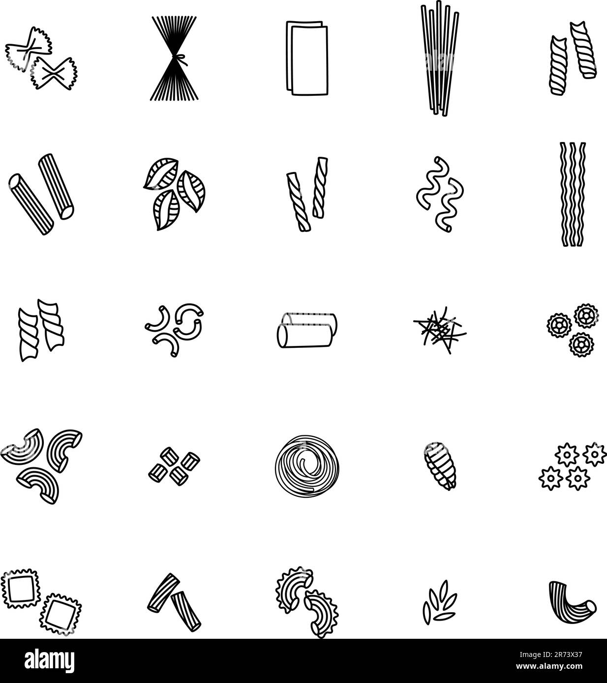 Set of pasta icon. Different types of pasta. Vector illustration Stock ...