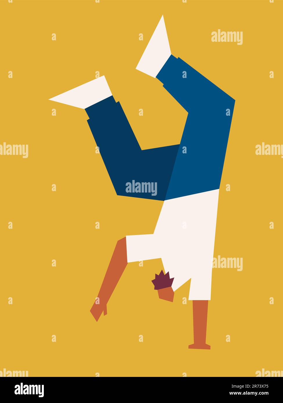 Breakdancer dancing and making a freeze on one hand. Cubism art. Vector ...