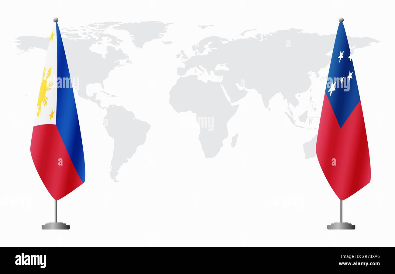 Philippines and Samoa flags for official meeting against background of ...