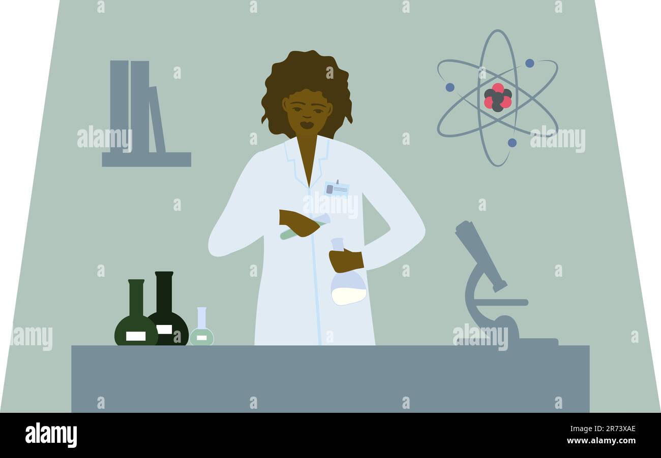 Young woman scientist working in chemical laboratory. Female involved ...