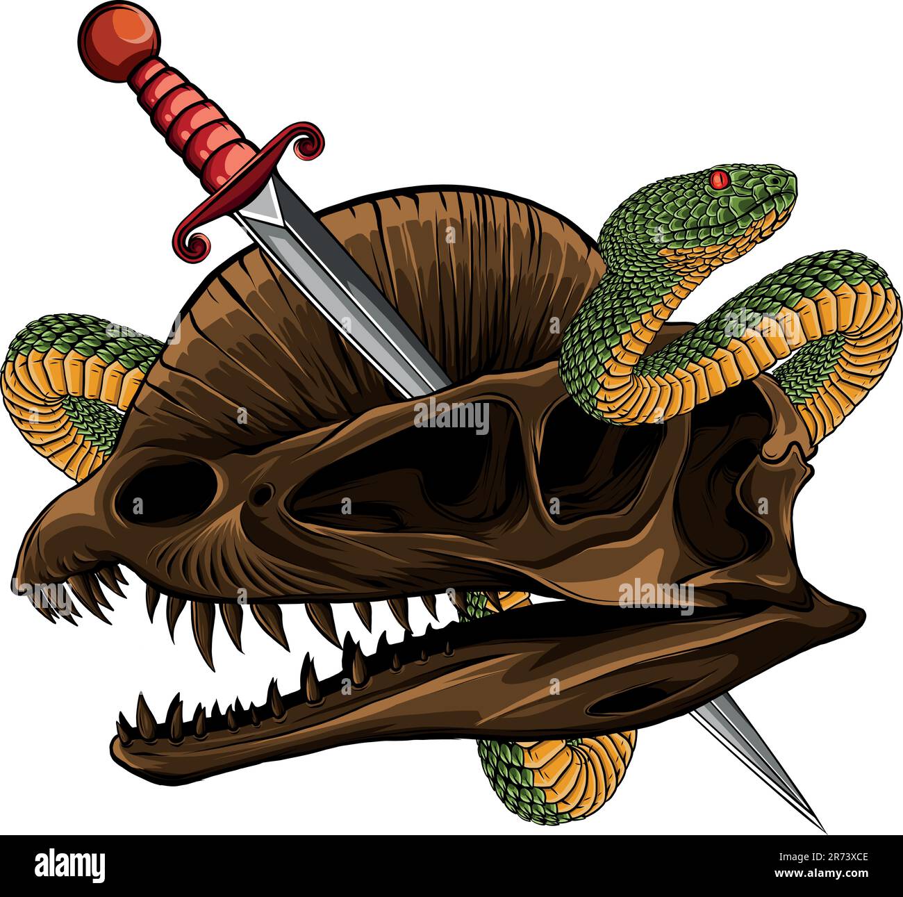 skull of dilophosaurus dinosaur vector illustration design Stock Vector ...