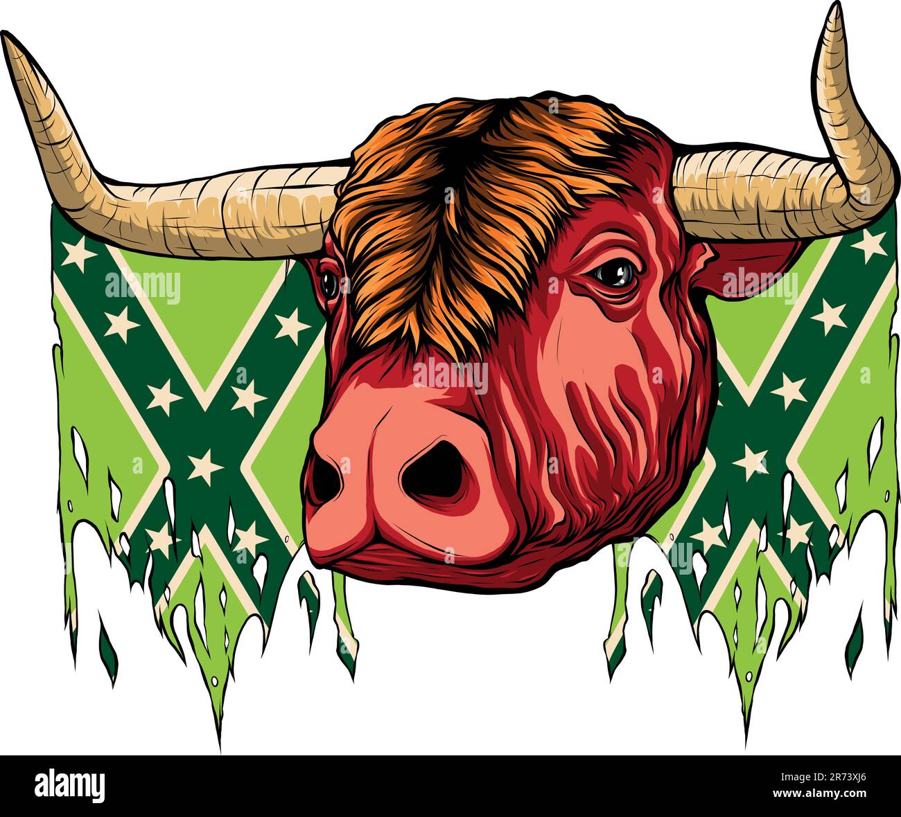 vector illustration of head bull colored design Stock Vector Image ...