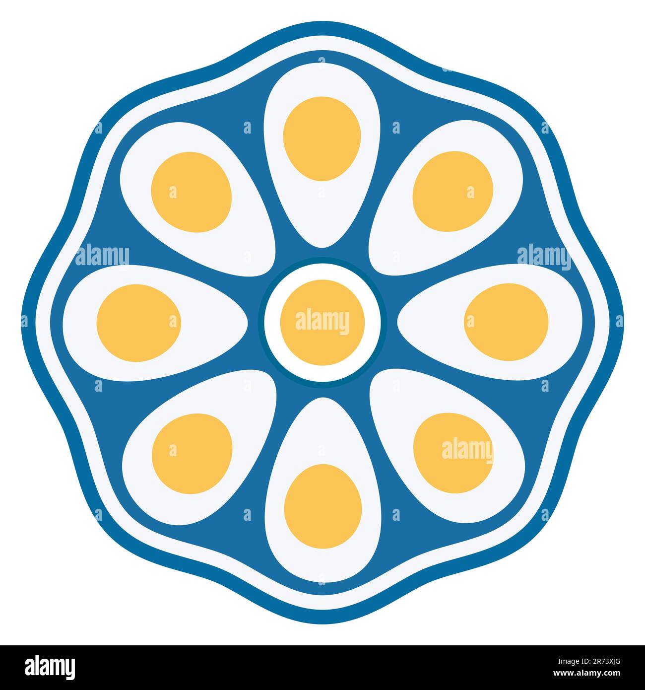 Half-boiled egg on a plate. Deviled Eggs Day. View from above Vector illustration Isolated on ...
