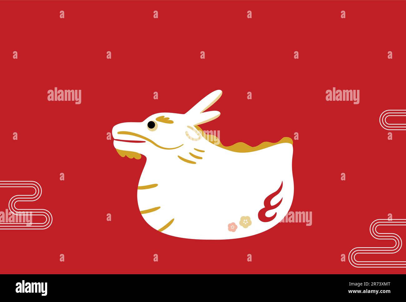 Simple Nengajo (New Year's card) for the year of the dragon, 2024, Japanese Pattern, New Year ...