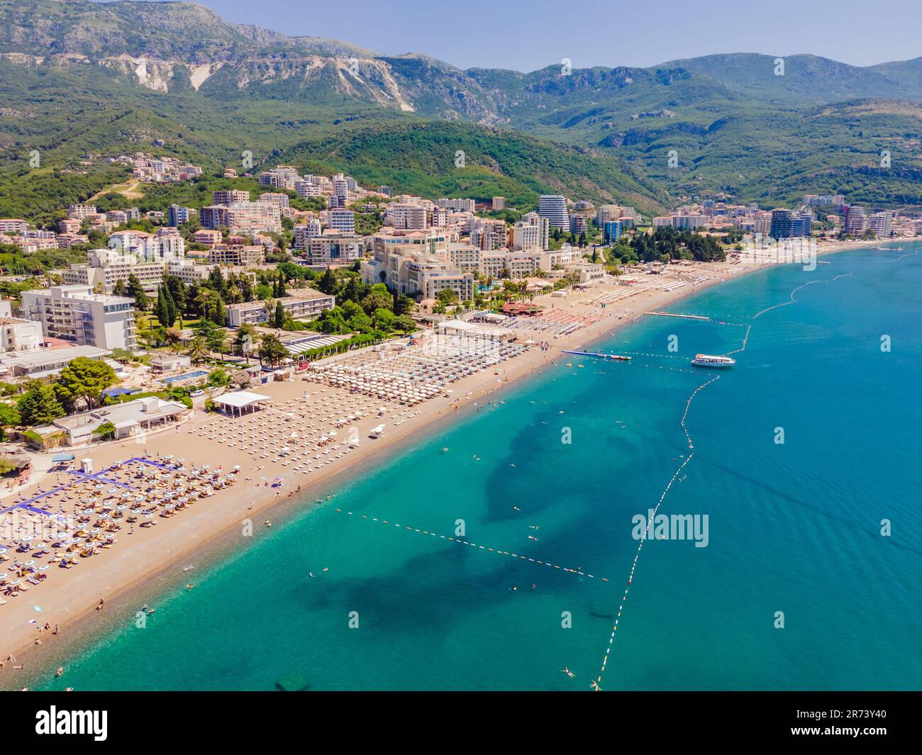 Aerial view of the beaches of the Adriatic coast in Montenegro Stock ...