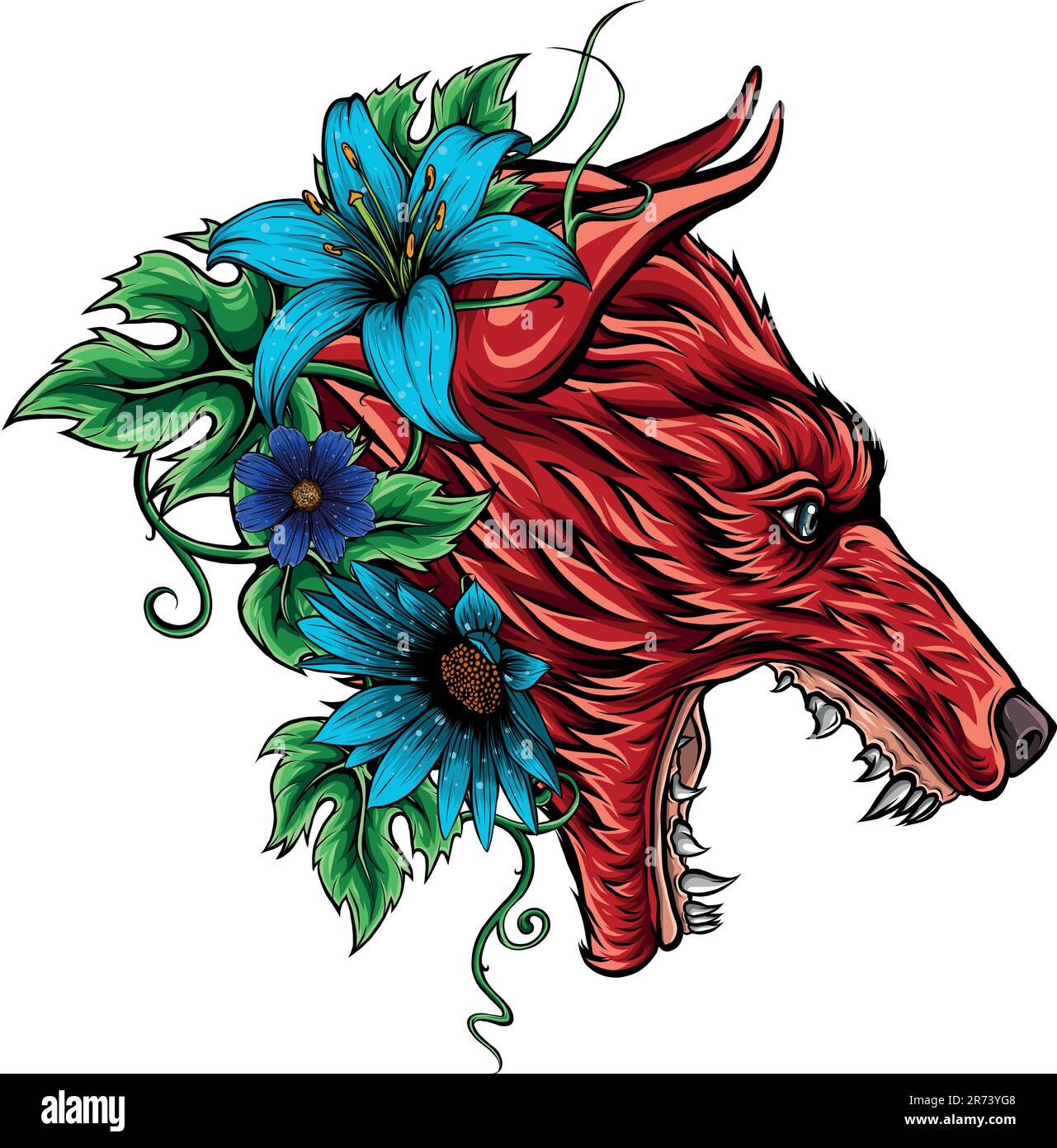 colored wolf head mascotn vector illustration design Stock Vector Image ...