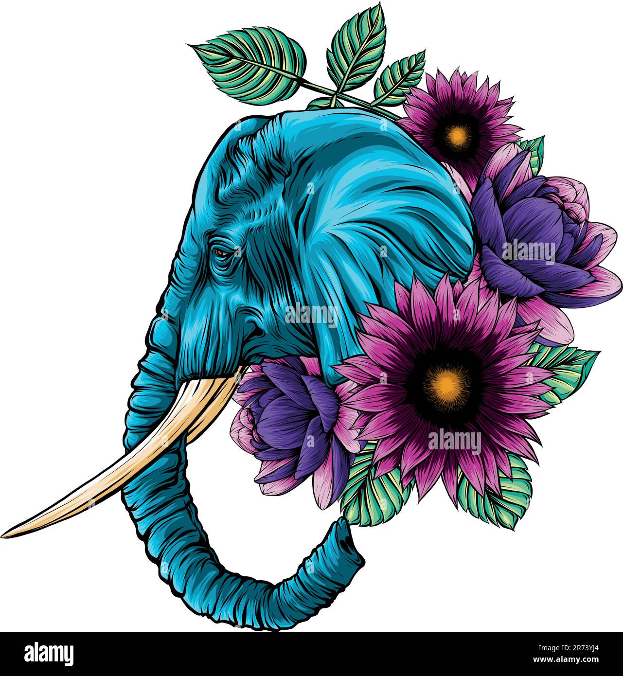 vector illustration of Elephant head digital draw Stock Vector Image ...