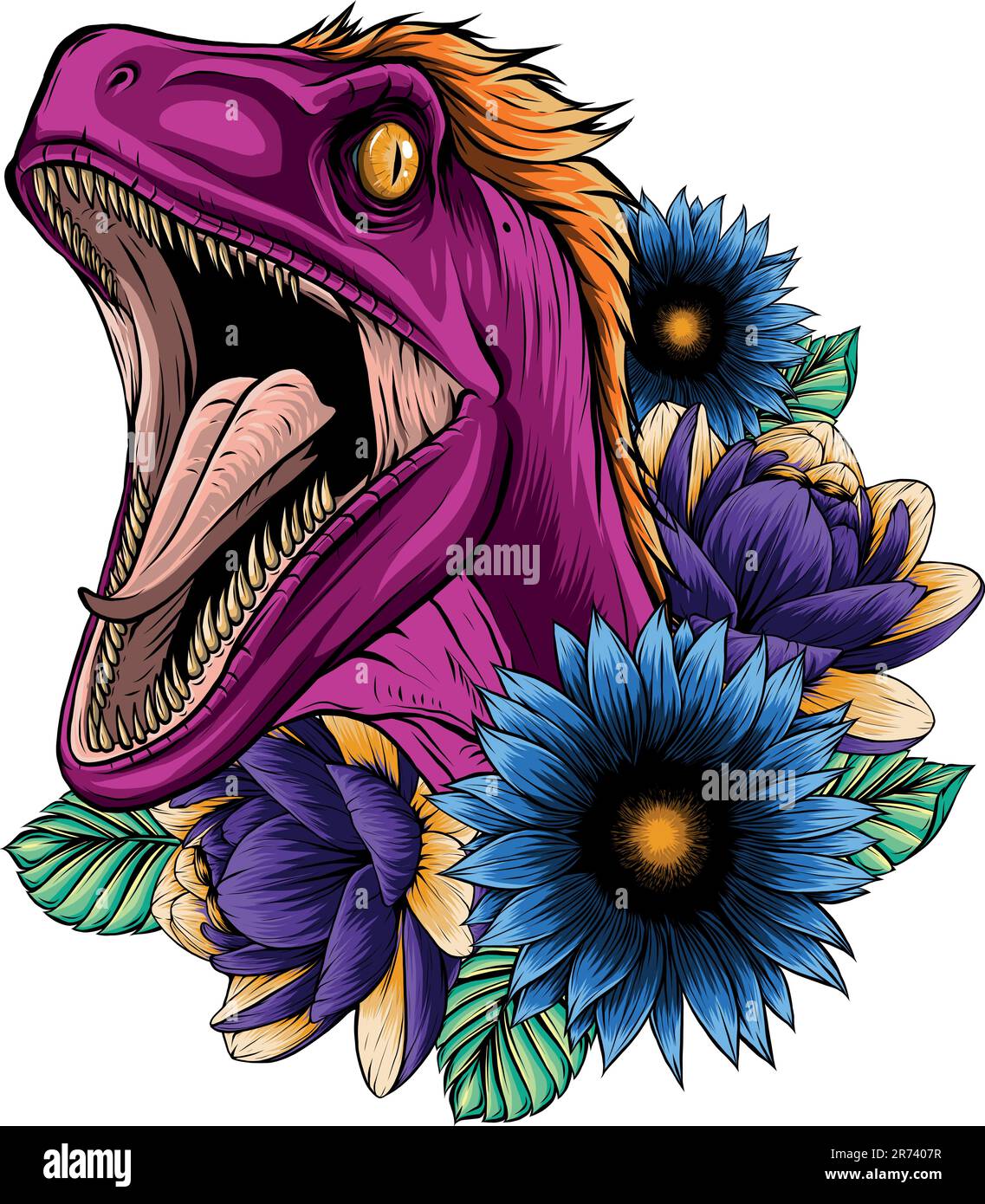 Velociraptor Dinosaur Vector Illustration On White Background Stock