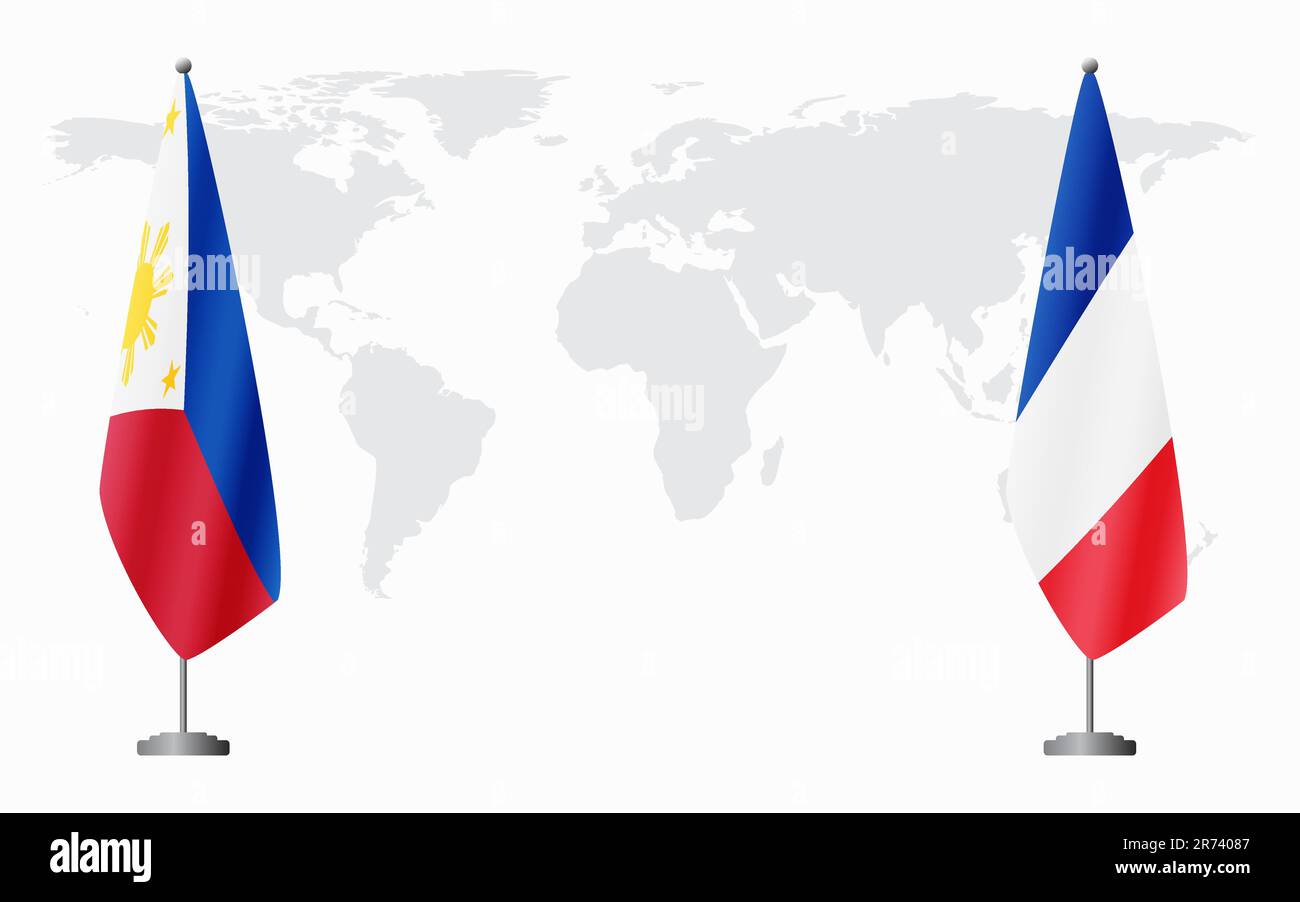 Philippines and France flags for official meeting against background of ...