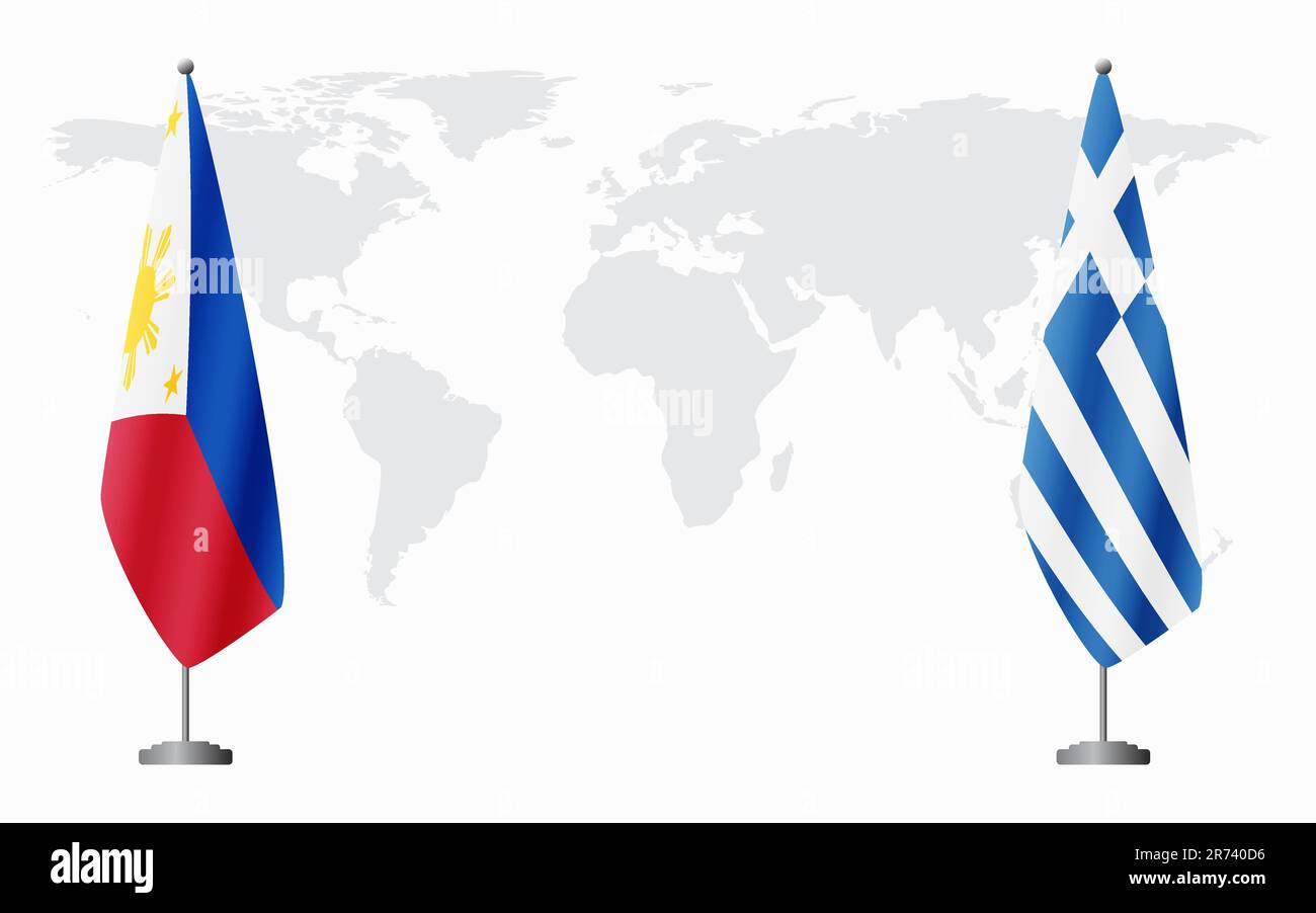 Philippines and Greece flags for official meeting against background of ...