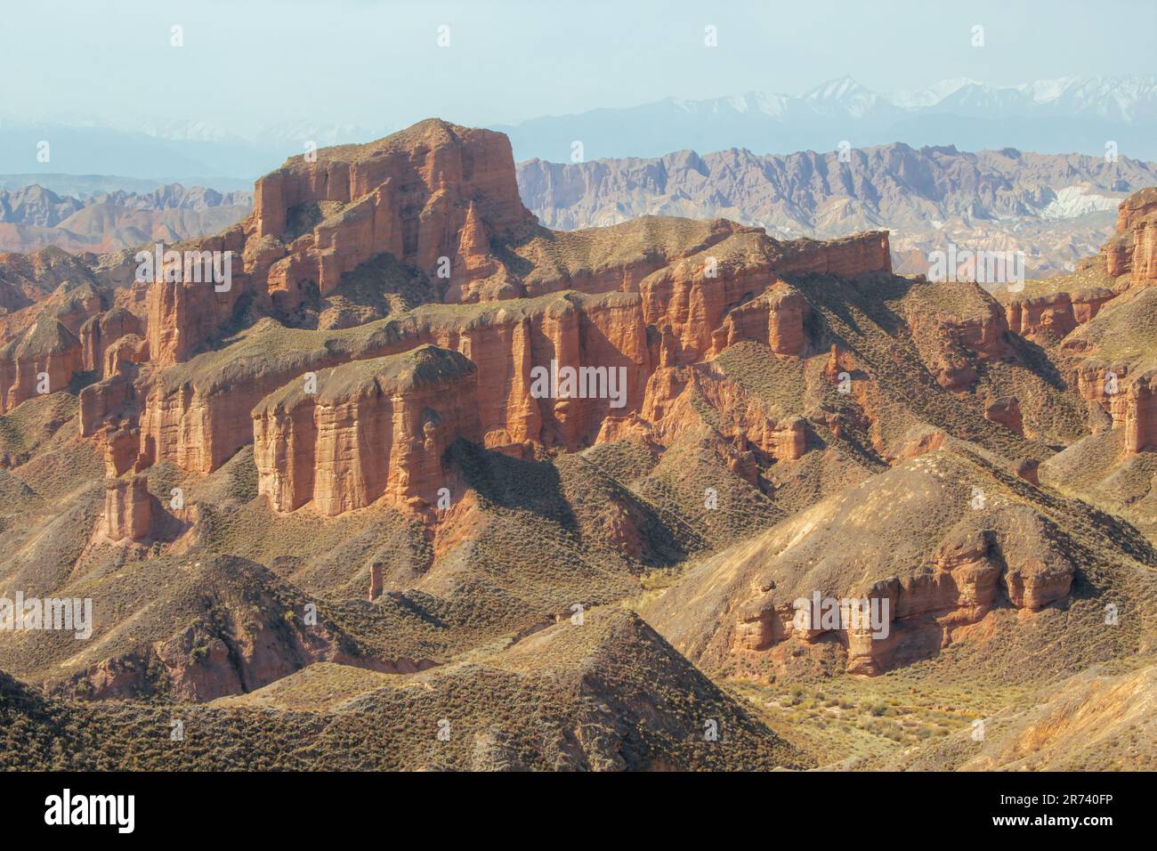Aerial View from Drone of Binggou Danxia Canyon Landform in Zhangye ...