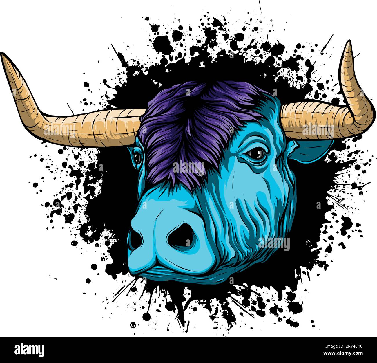 vector illustration of head bull colored design Stock Vector Image ...