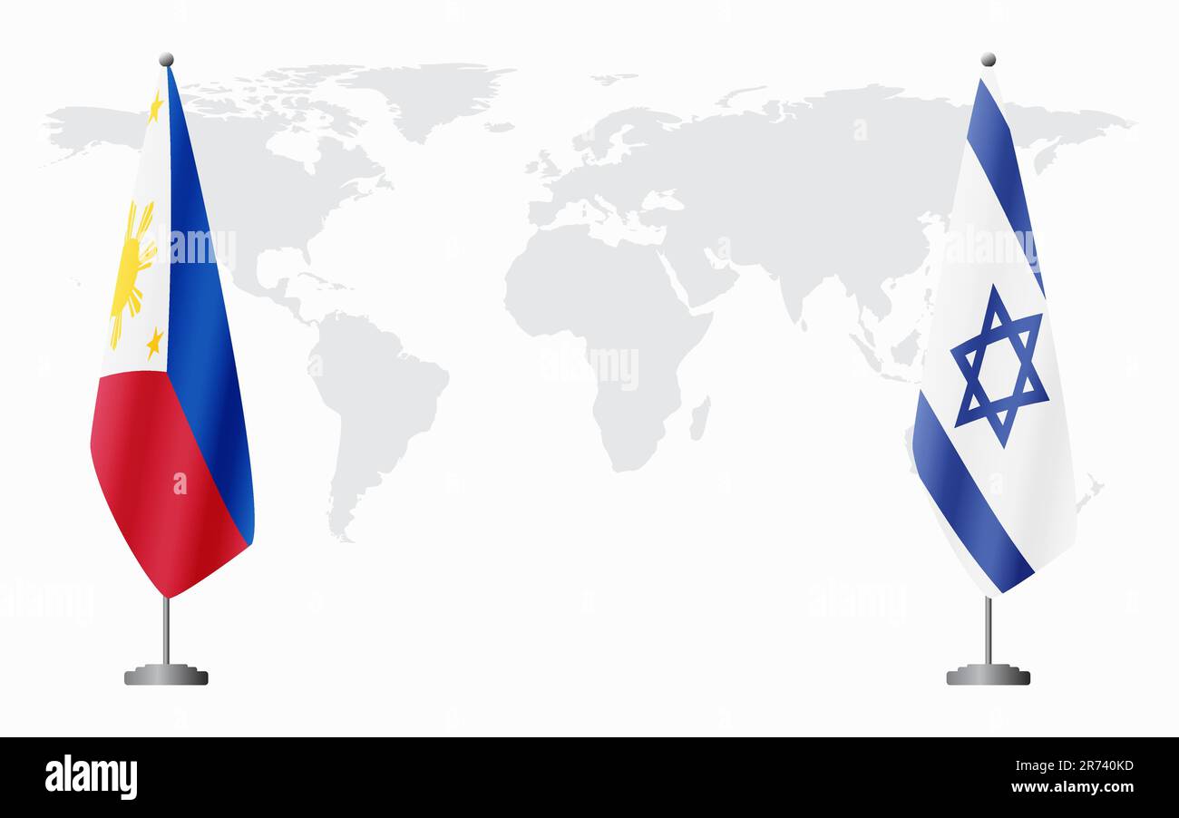Philippines and Israel flags for official meeting against background of ...