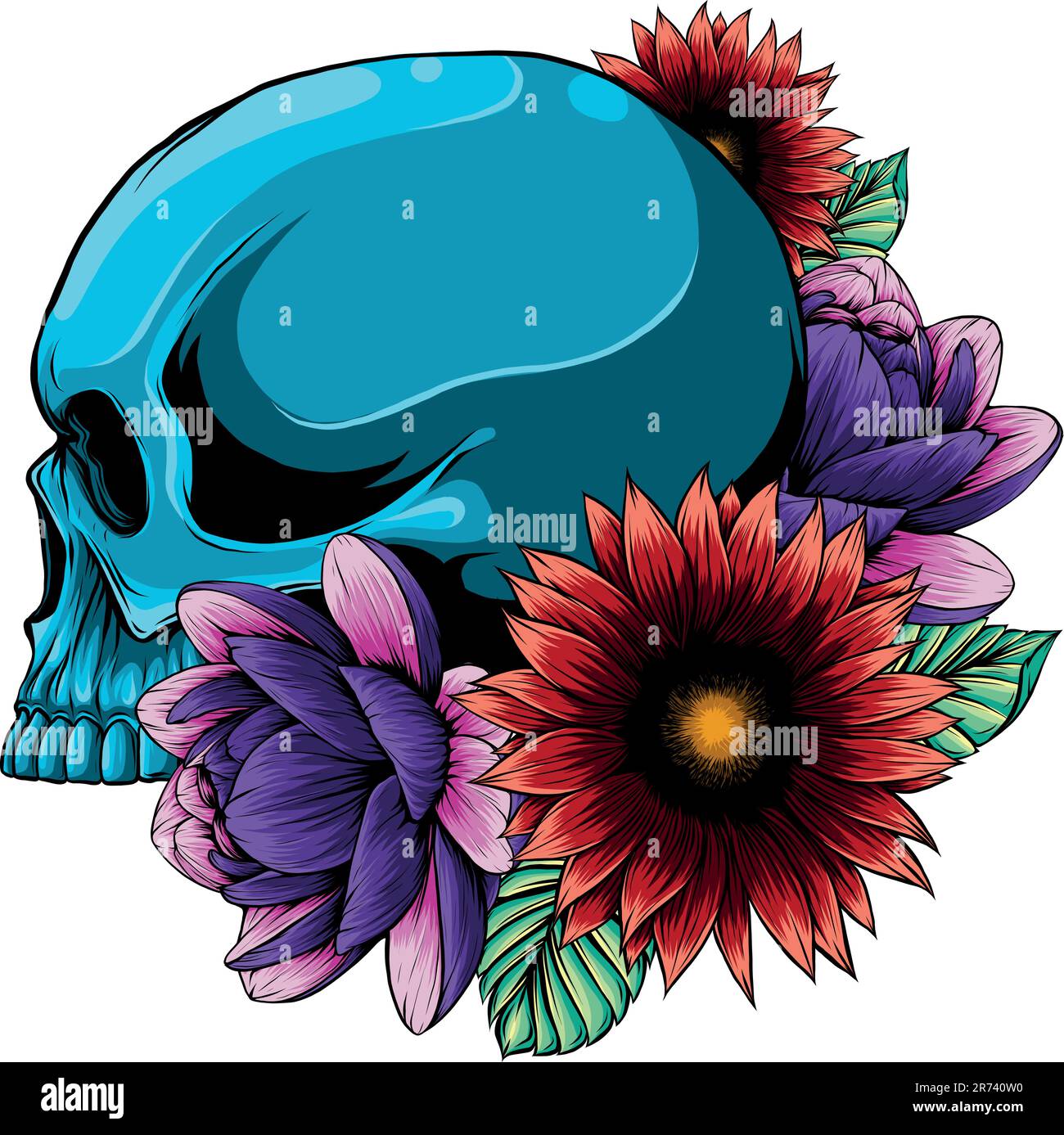 colored draw of human skull vector illustration design Stock Vector ...