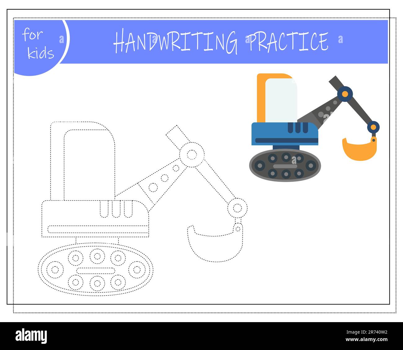 Connect the dots, educational game for kids, cartoon excavator machine ...