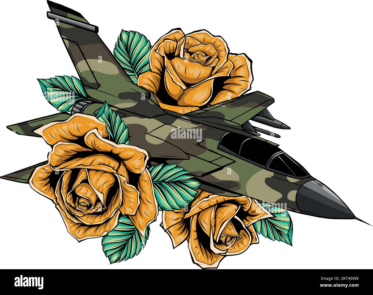Vector illustration of Cartoon Military Jet Fighter Plane Stock Vector ...