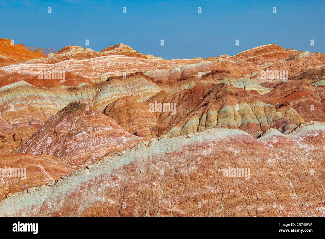 Rainbow mountain and blue sky background at Zhangye Danxia National ...