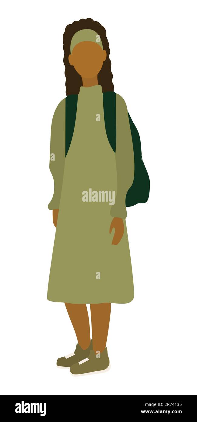 Teenager portrait full height Girl faceless illustration front view ...