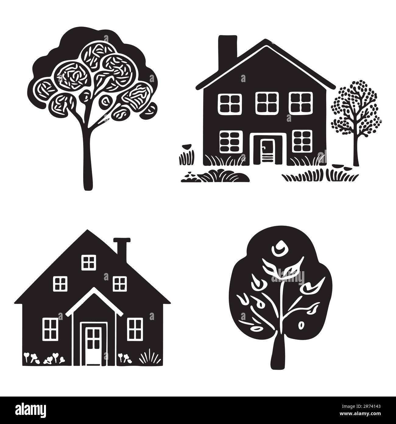 Set of rustic cottage motif in homestead vintage style. Vector ...