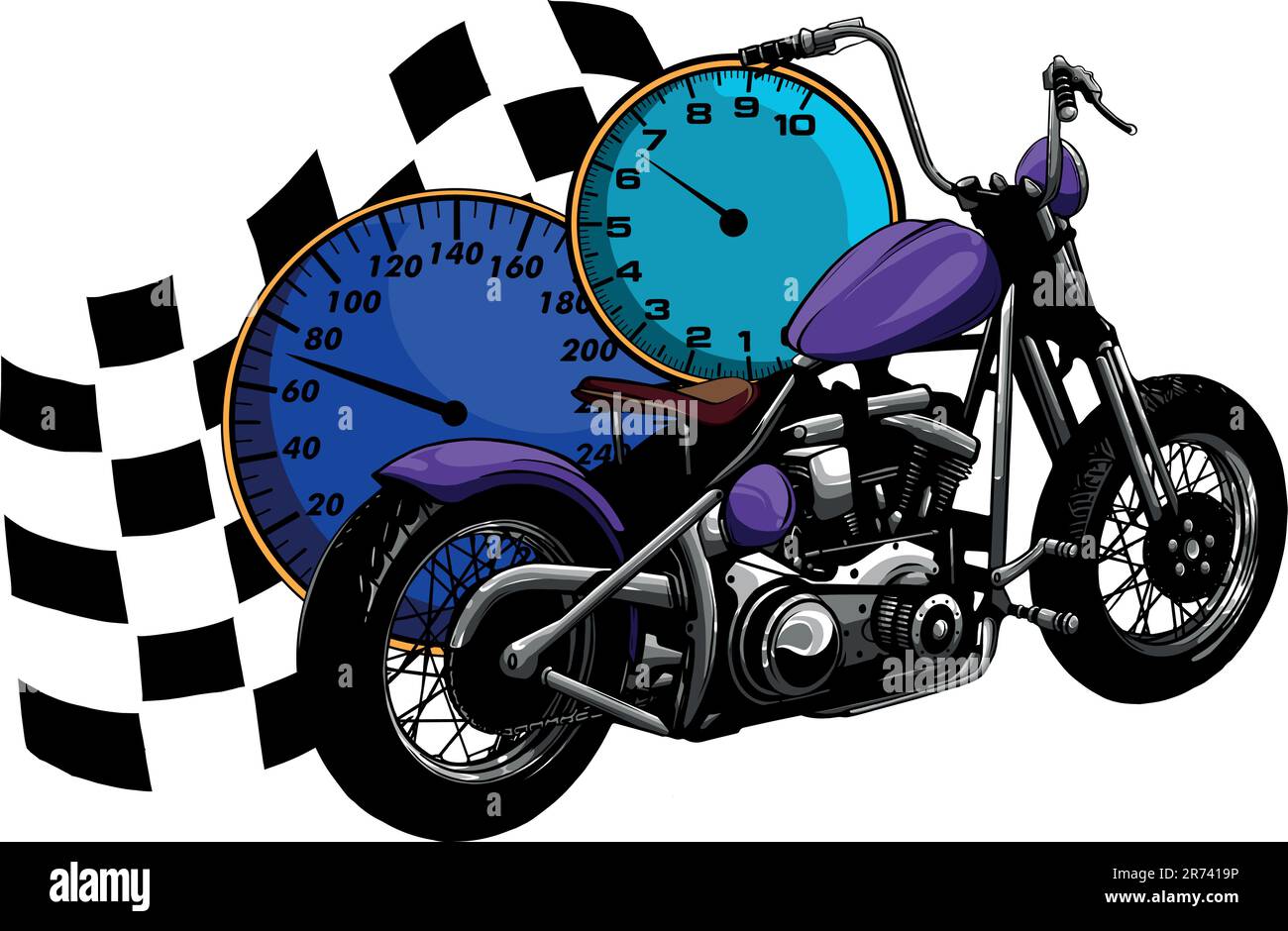 illustration of custom motorcycle chopper vector design Stock Vector ...